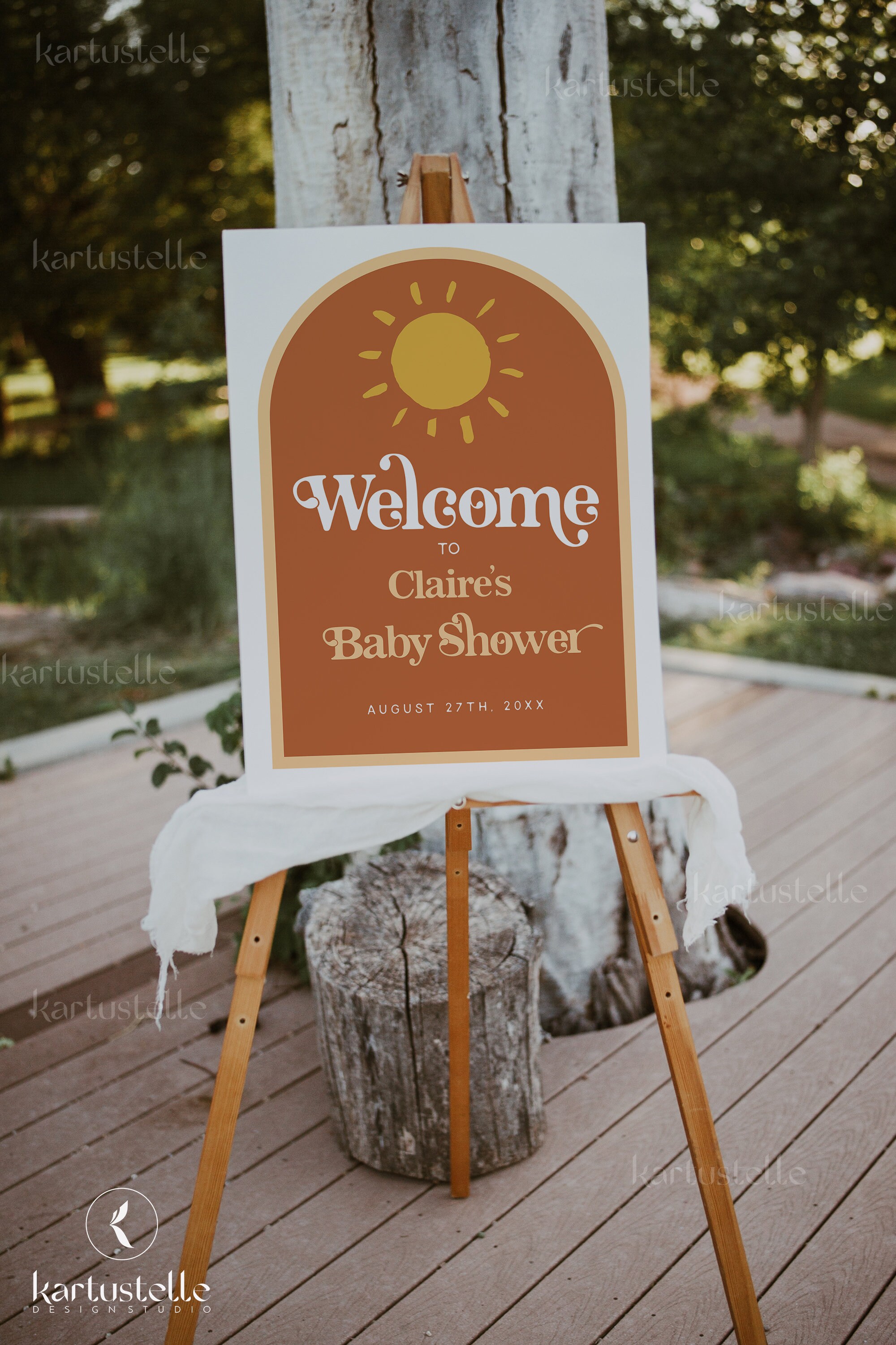 Sunshine Baby Shower Welcome Sign Template, Terracotta Yellow Arch Baby ...