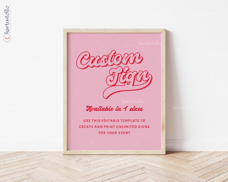 Red Pink Custom Sign Template Red and Pink Personalized Sign - Etsy