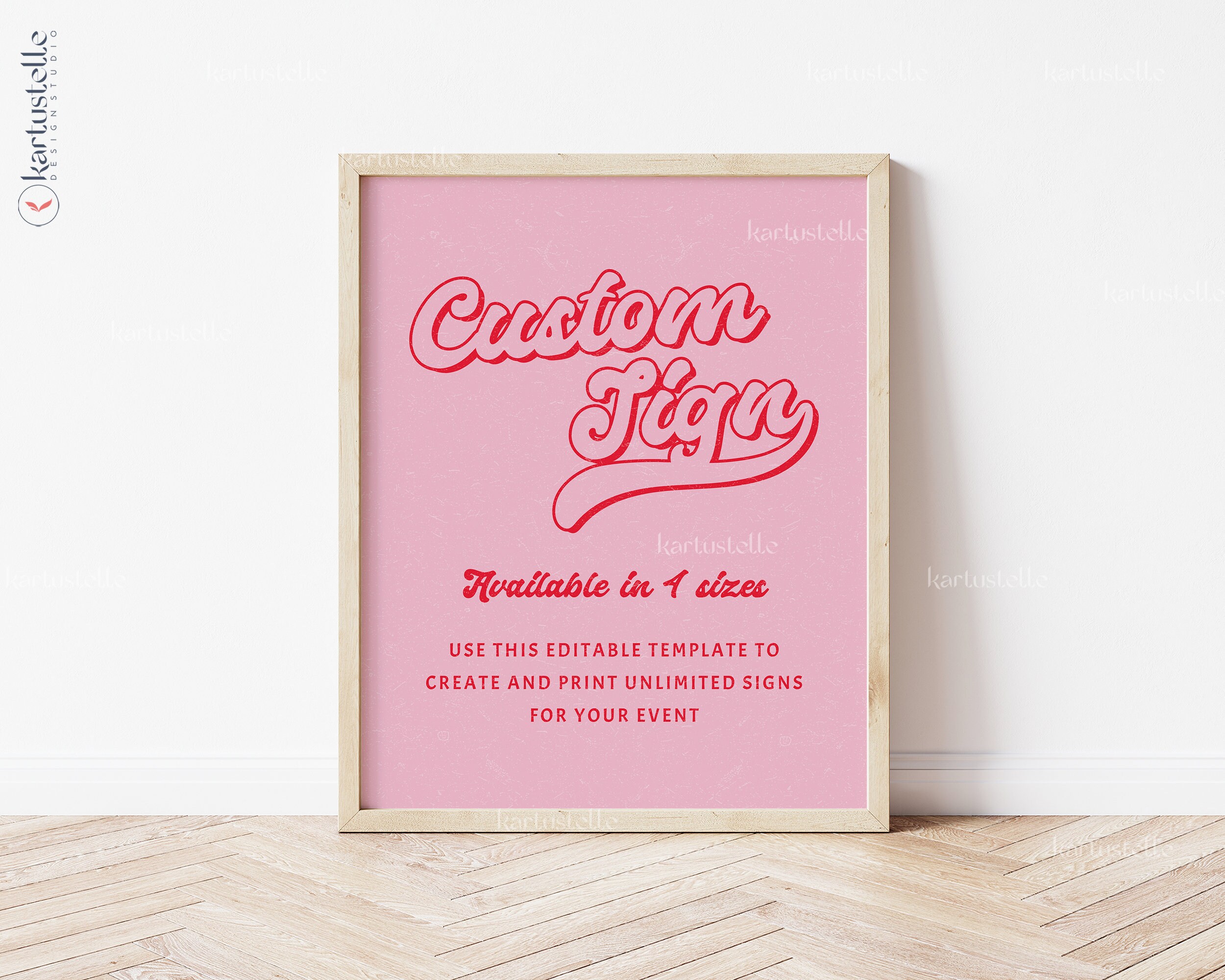 Red Pink Custom Sign Template, Red and Pink Personalized Sign, Bridal ...