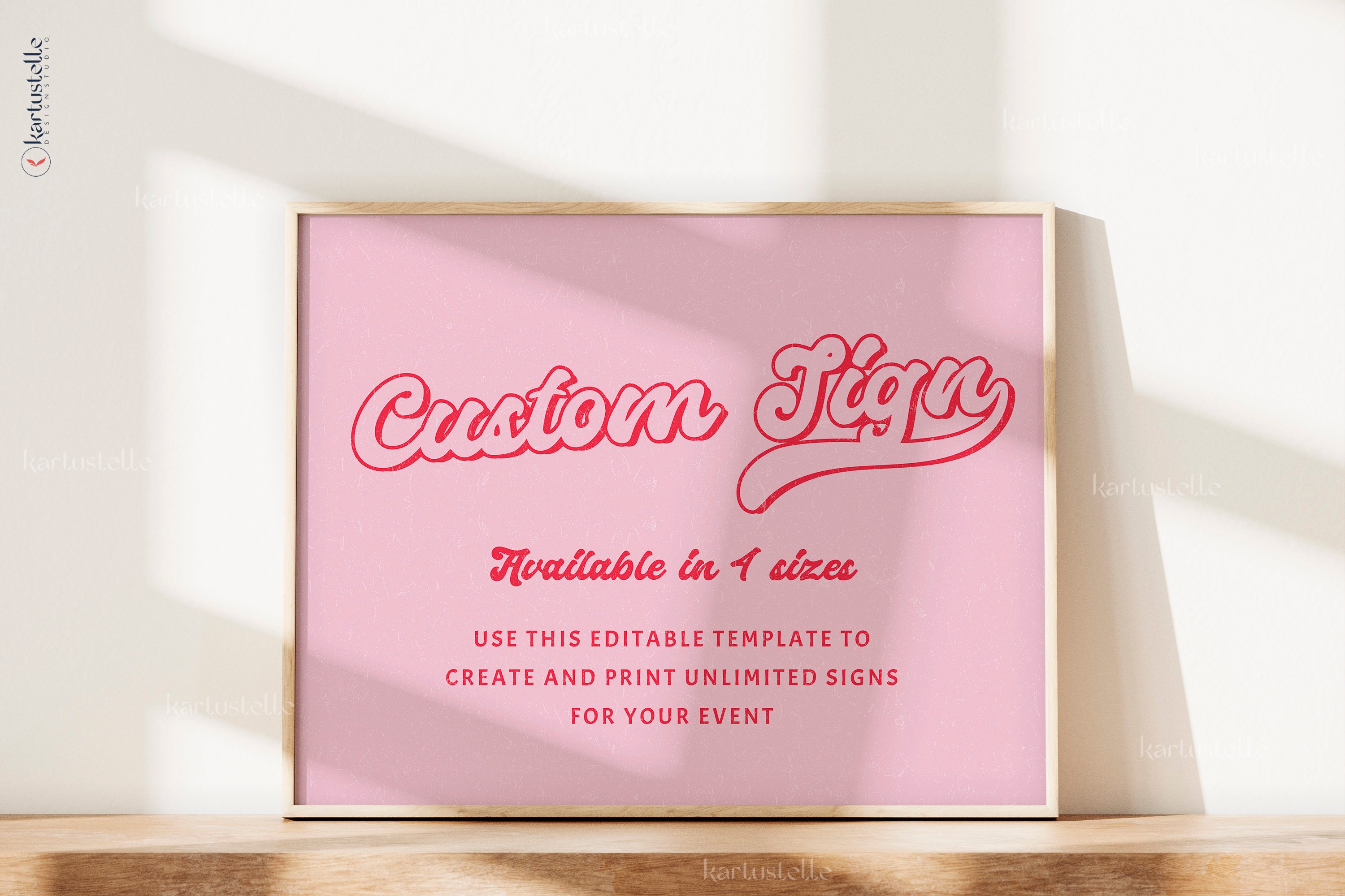 Red Pink Custom Sign Template Red and Pink Personalized Sign - Etsy