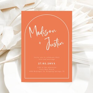 Orange Blush Wedding Invitation Set Template, Coral Wedding Invitations, Spring Summer Peach ...