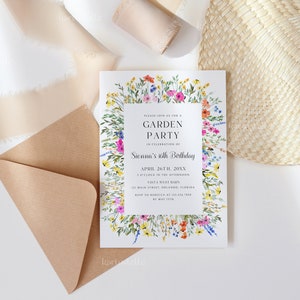 Colorful Floral Birthday Party Invitation Template Wildflower Birthday ...