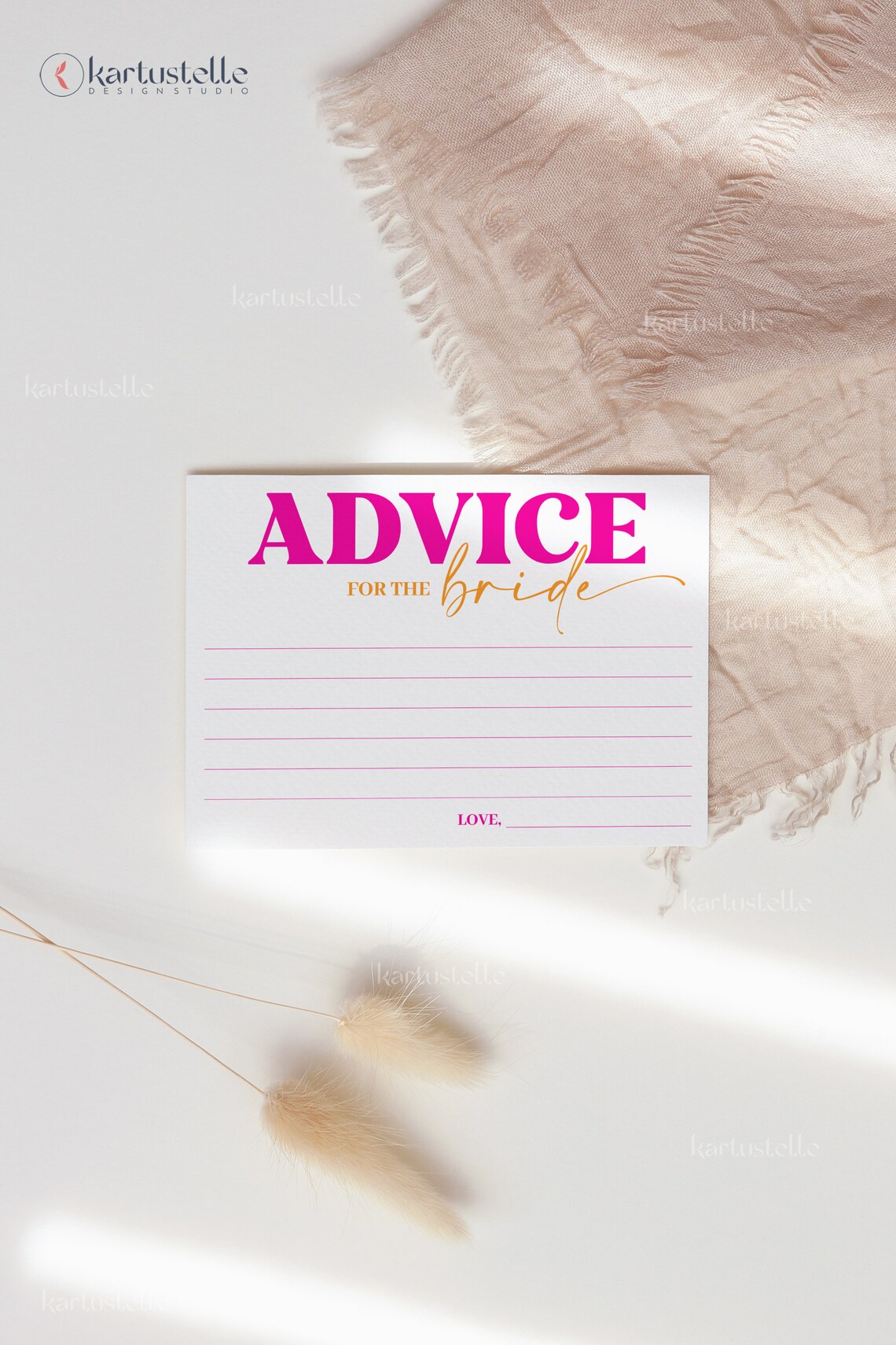 Orange Pink Advice Card Template, Bold Colorful Playful Bridal Shower ...