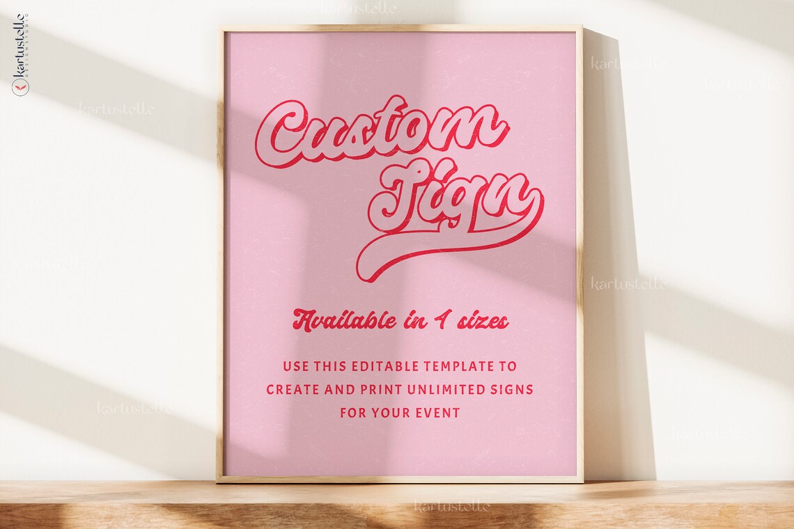 Red Pink Custom Sign Template Red and Pink Personalized Sign - Etsy
