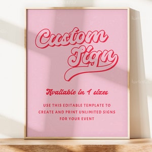 Red Pink Custom Sign Template, Red and Pink Personalized Sign, Bridal ...
