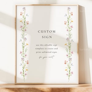 Dainty Delicate Floral Custom Sign Template Wildflower Wedding Sign ...