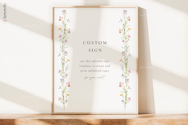 Dainty Delicate Floral Custom Sign Template Wildflower Wedding Sign ...