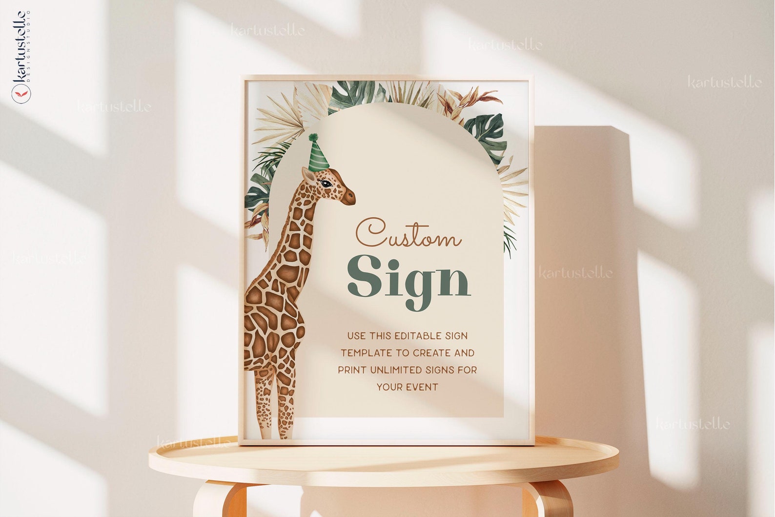 Wild Safari Custom Sign Template Giraffe Custom Signs Jungle Animals ...