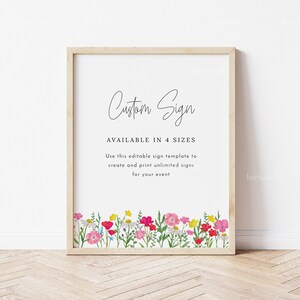 Wildflower Custom Sign Template, Pink Floral Custom Signs, Wedding ...