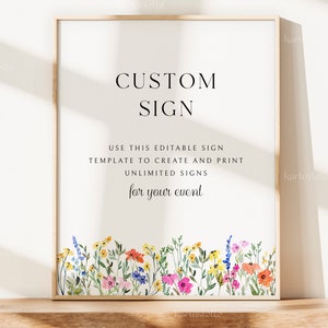 Colorful Floral Custom Sign Template, Wildflower Custom Wedding Signs ...