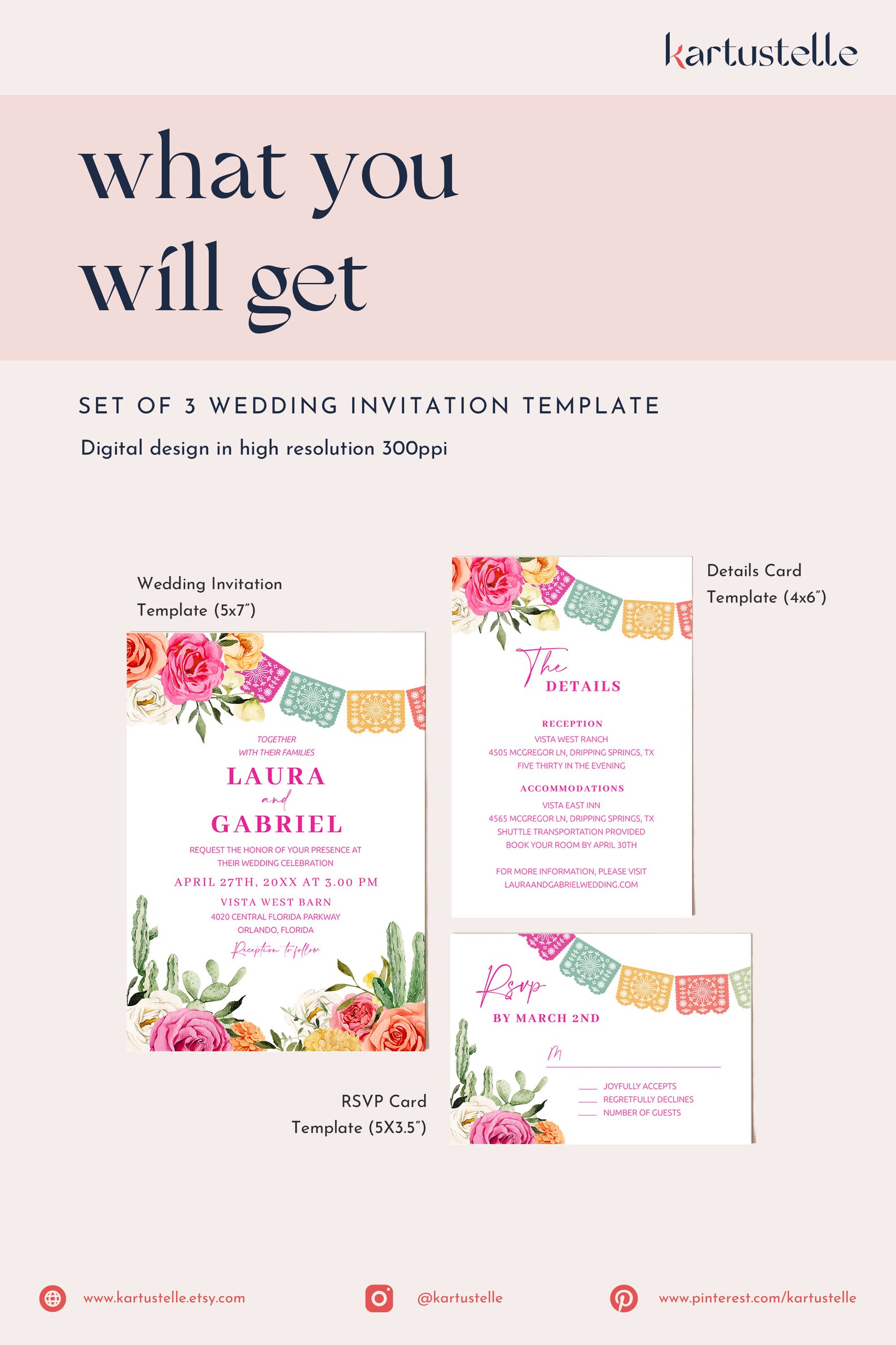 Fiesta Wedding Invitation Set Template, Mexican Wedding Invitations ...
