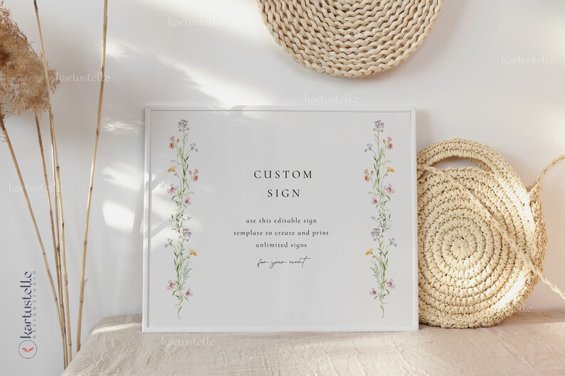 Dainty Delicate Floral Custom Sign Template Wildflower Wedding Sign ...