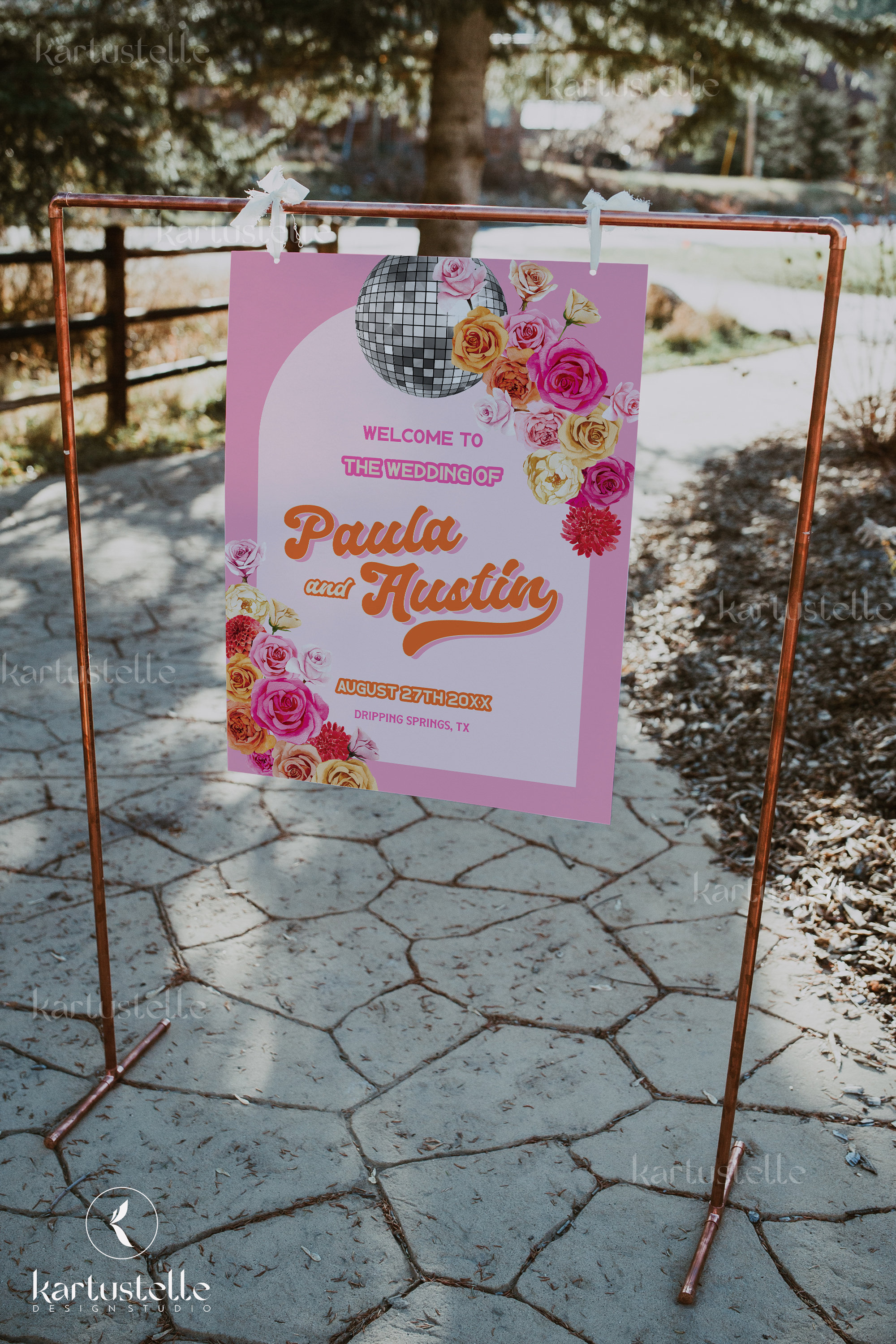 Disco Wedding Welcome Sign Template Bold Retro Hot Pink Welcome Wedding ...