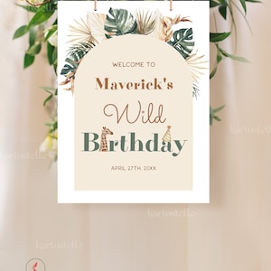 Giraffe Welcome Sign Template Wild One Birthday Welcome Sign Safari ...