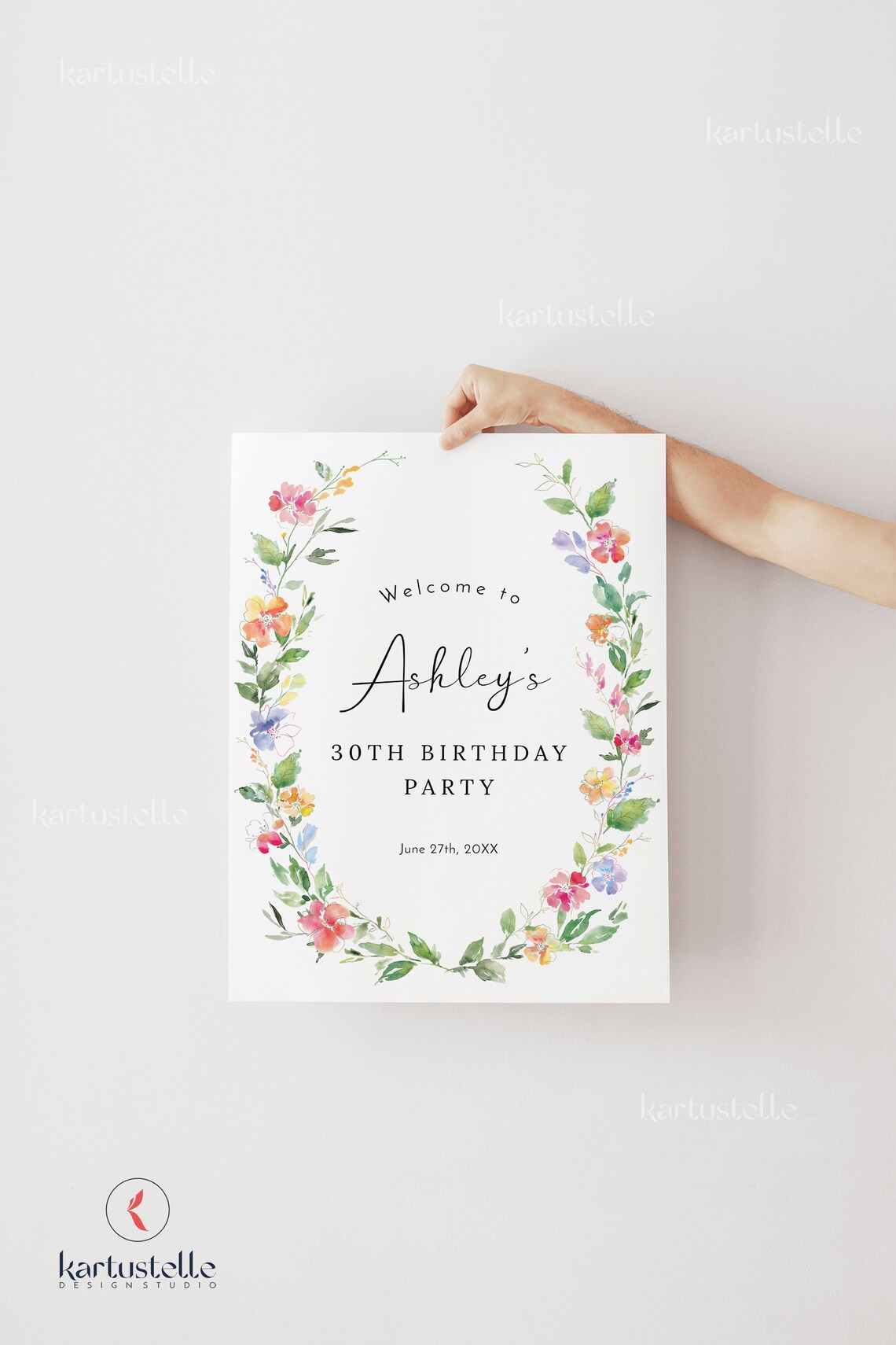Colorful Floral Birthday Welcome Sign Template, Wildflower Welcome Sign ...