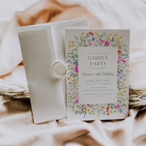 Colorful Floral Birthday Party Invitation Template Wildflower Birthday ...