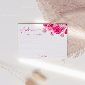 Hot Pink Floral Advice Cards, Hot Pink and Blush Bridal Shower Advice ...