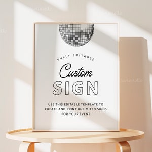 Disco Custom Sign Template, Retro Custom Signs, Disco Ball Wedding ...
