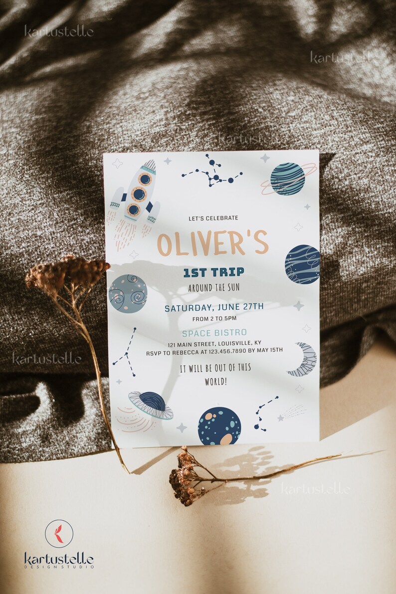 Outer Space Birthday Party Invitation Template, Galaxy Birthday Invites ...