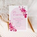 Hot Pink Birthday Party Invitation Template, Hot Pink Floral Birthday ...