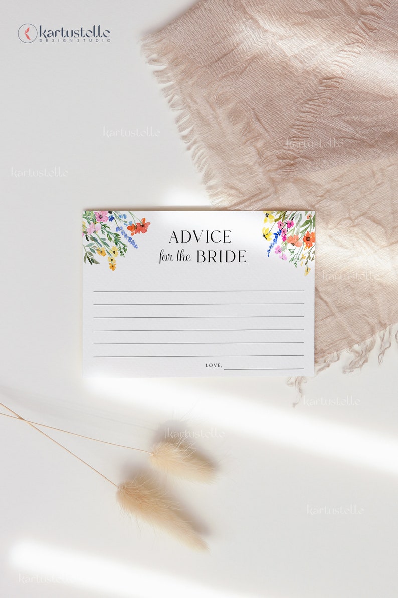 Colorful Floral Advice Card Template Wildflower Bridal Shower - Etsy