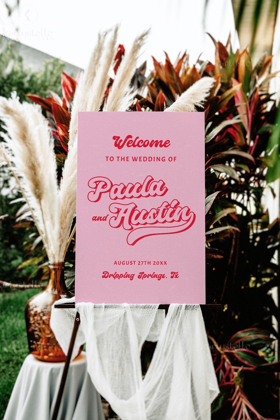 Red Pink Wedding Welcome Sign Template, Red and Pink Wedding Sign ...