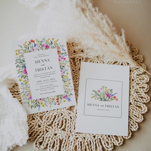 Colorful Floral Wedding Invitation Set Template, Wildflower Wedding Suite, Spring Garden Wedding ...