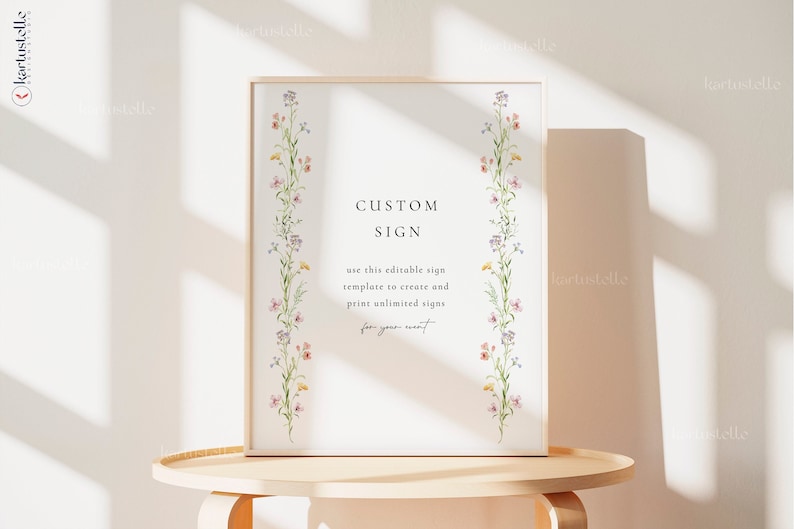 Dainty Delicate Floral Custom Sign Template Wildflower Wedding Sign ...