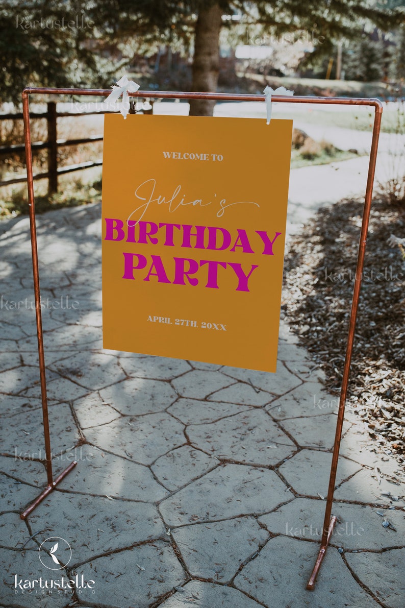 Orange Pink Birthday Welcome Sign Template, Bold Colorful Playful ...