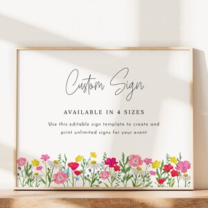 Wildflower Custom Sign Template, Pink Floral Custom Signs, Wedding ...