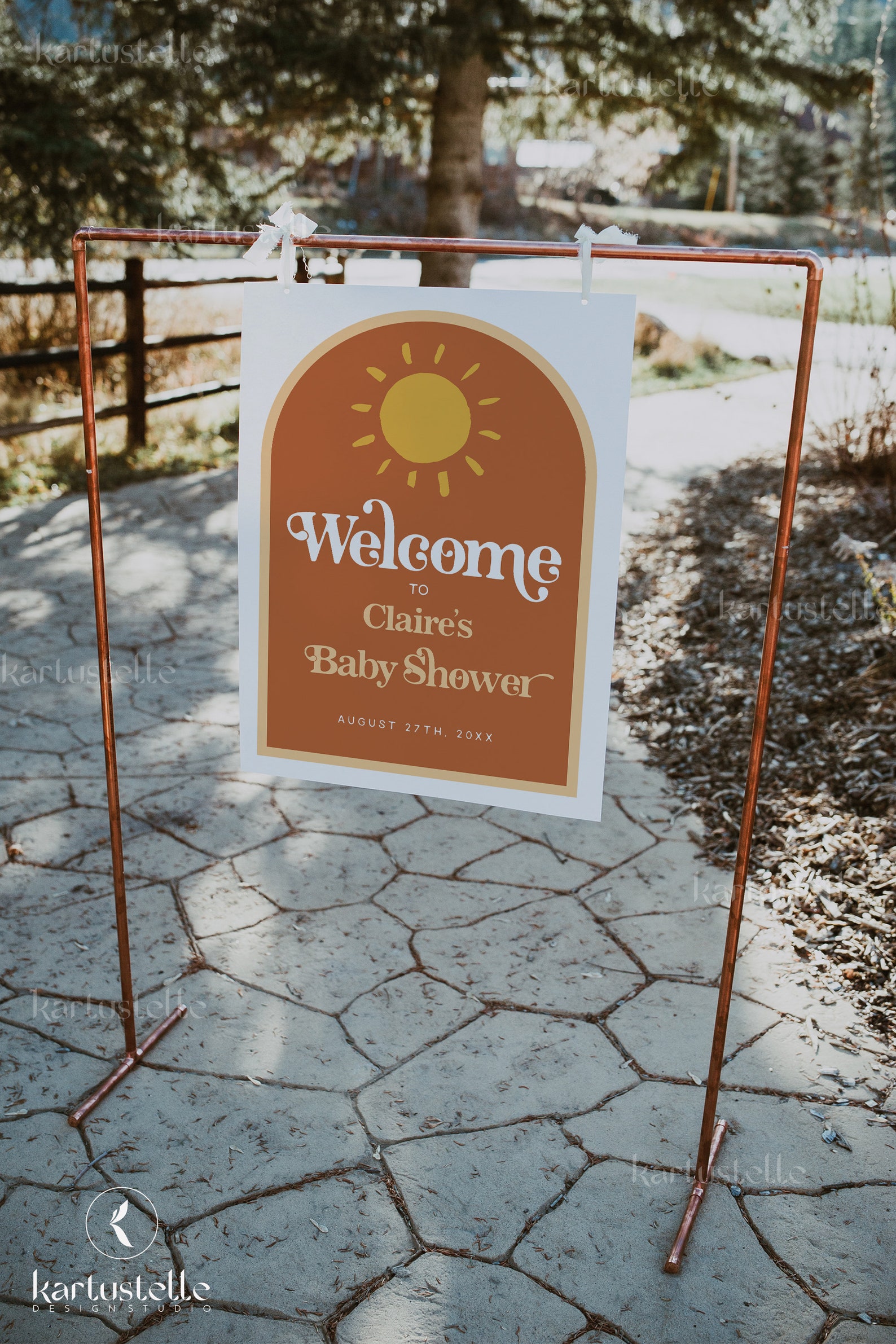 Sunshine Baby Shower Welcome Sign Template, Terracotta Yellow Arch Baby ...