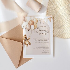 Teddy Bear Baby Shower Invitation Template We Can Bearly Wait Baby ...