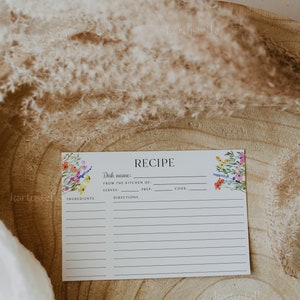 Colorful Floral Recipe Card Template, Wildflower Bridal Shower Recipe ...