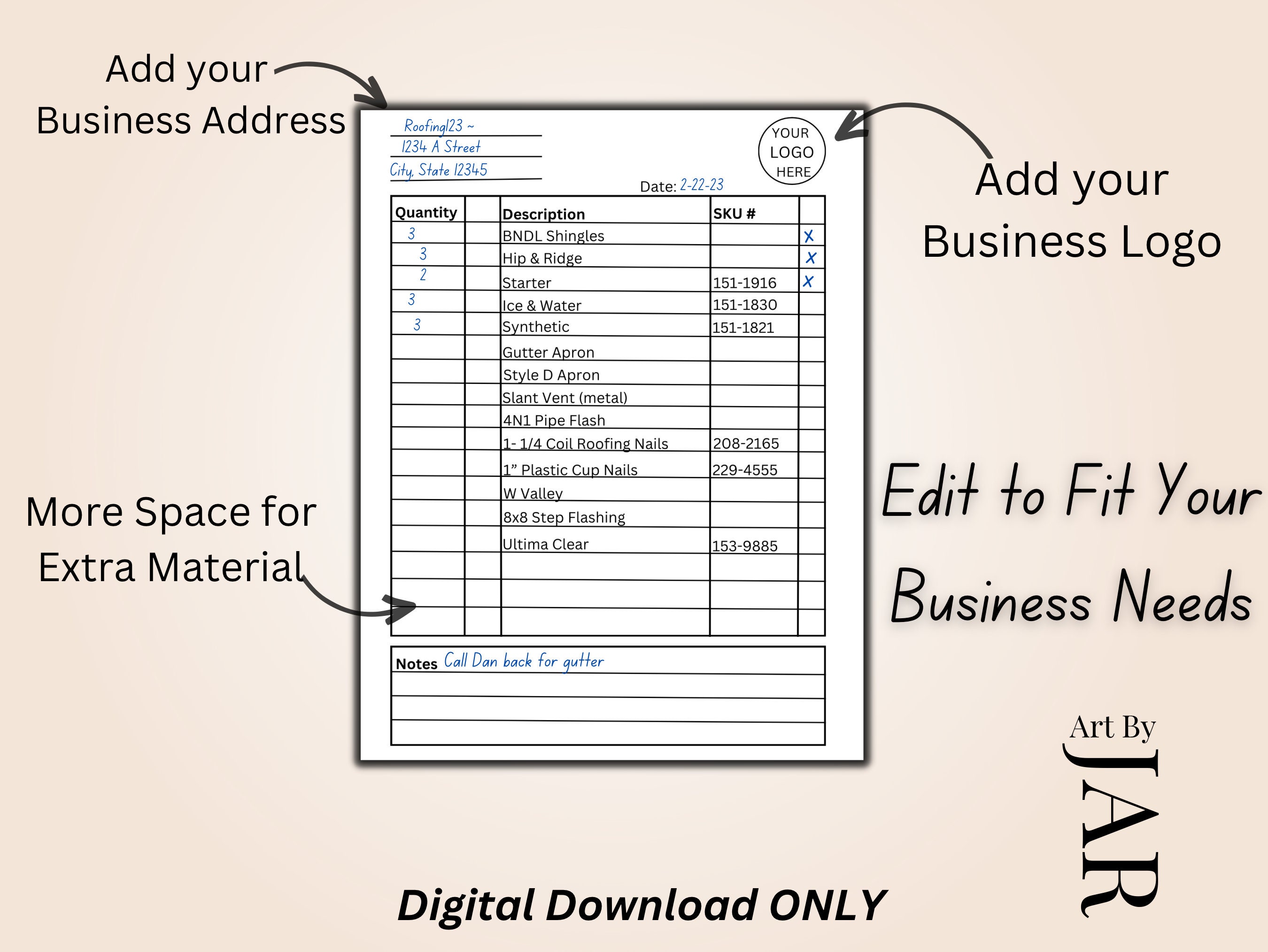 CANVA TEMPLATE Roofing Material Checklist printable - Etsy