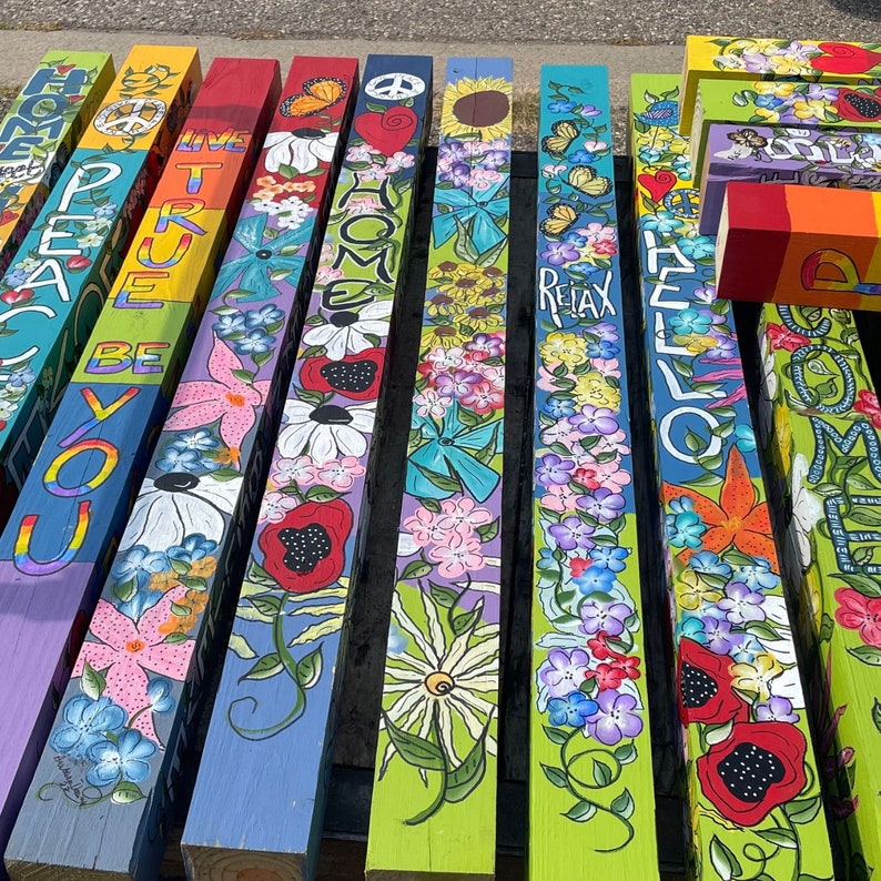 Custom 24" Garden Post – Hand Painted Design – Choose Flowers, Colors ...