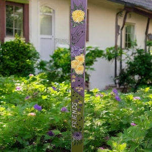 Custom 6-foot Garden Post – Hand Painted Outdoor Art – Choose Simple ...