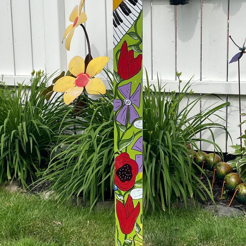 Painted Garden Post Art - Etsy