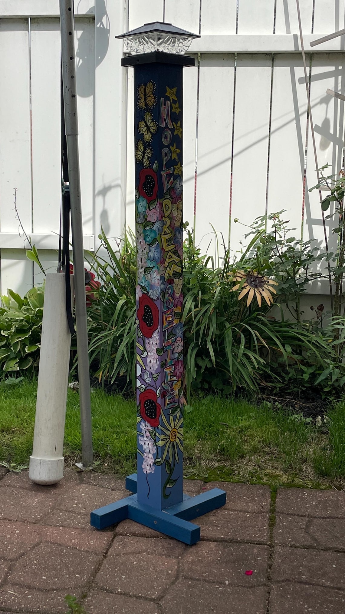 Custom 6-foot Garden Post – Hand Painted Outdoor Art – Choose Simple ...