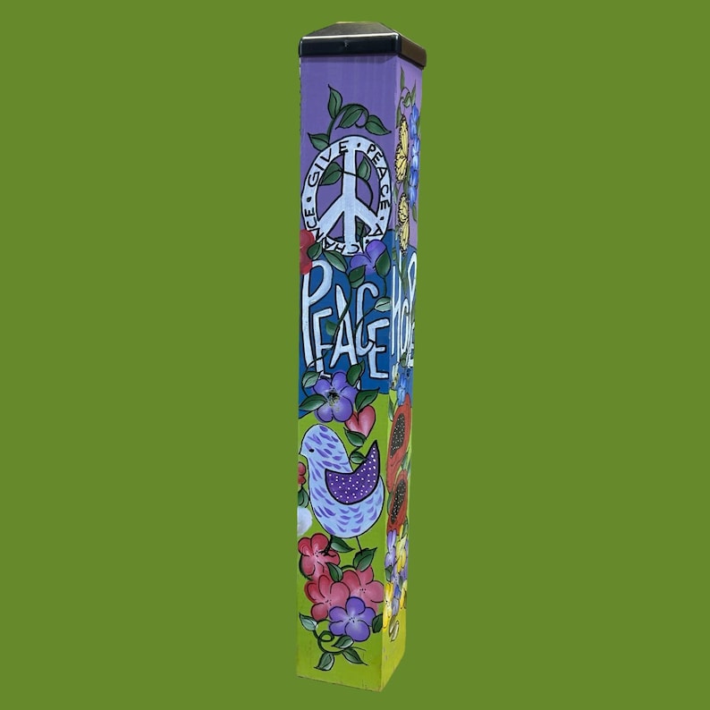 Hand Painted Inspirational Garden Post – Joy Peace Love Hope - Etsy