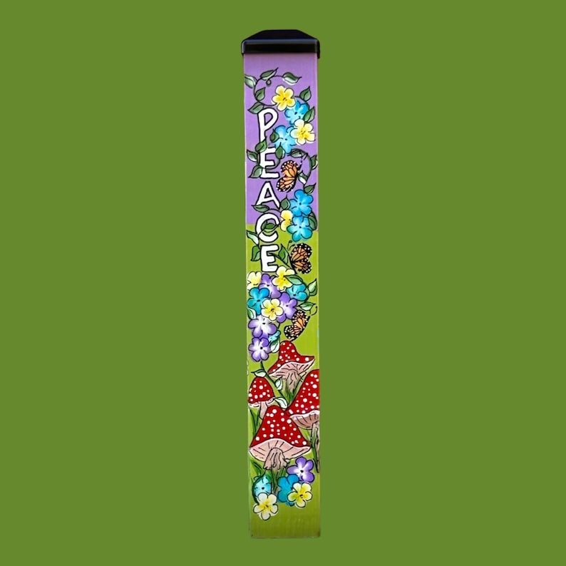 Hand Painted Peace Post – Colorful Flower Garden Decor – 24" or 48 ...