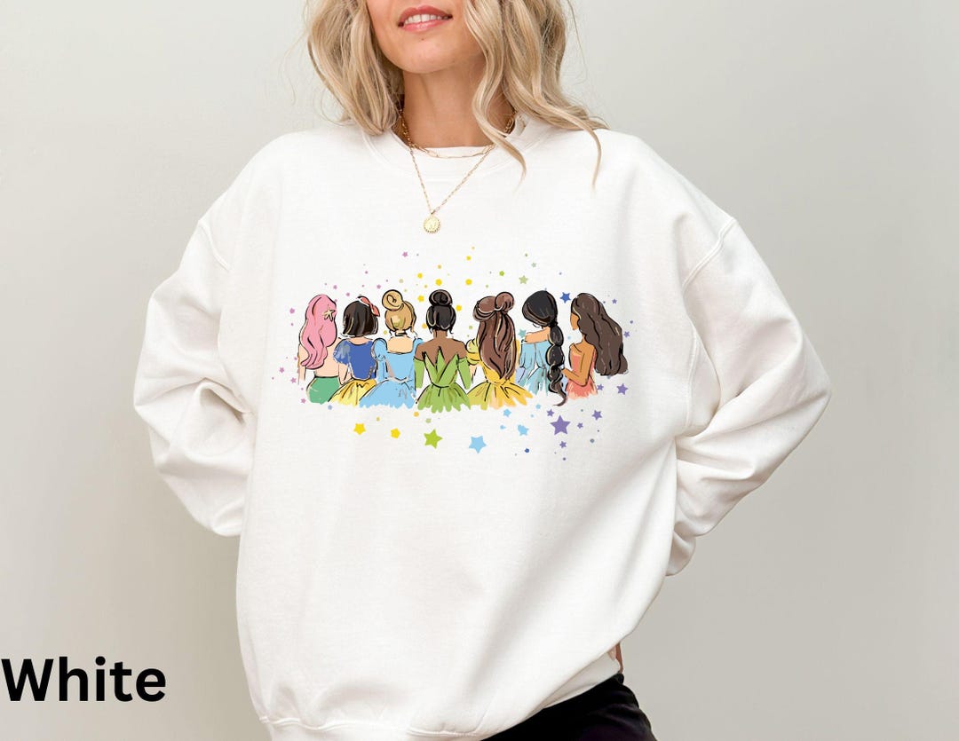 Retro Disney Princess Sweatshirt, Watercolor Princess Hoodie, Disney ...