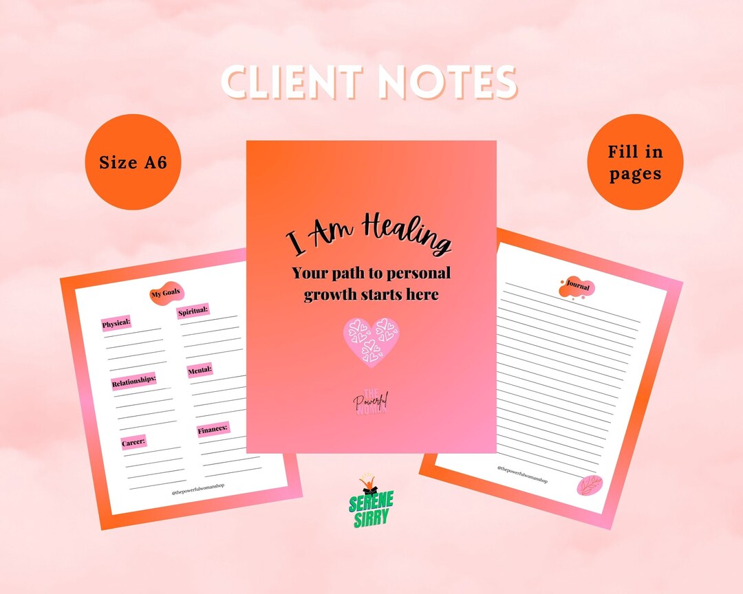Client Session Notes Self Care Planner Journal Pages - Etsy