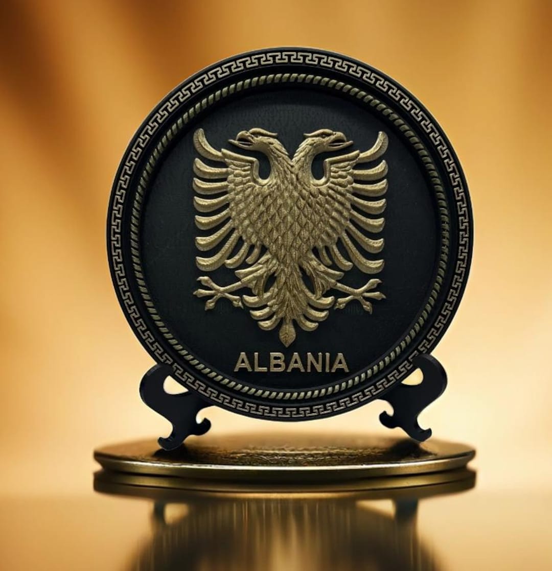 Albanian Coat of Arms Plaque – 3D Printed Round Wall Art | Double ...