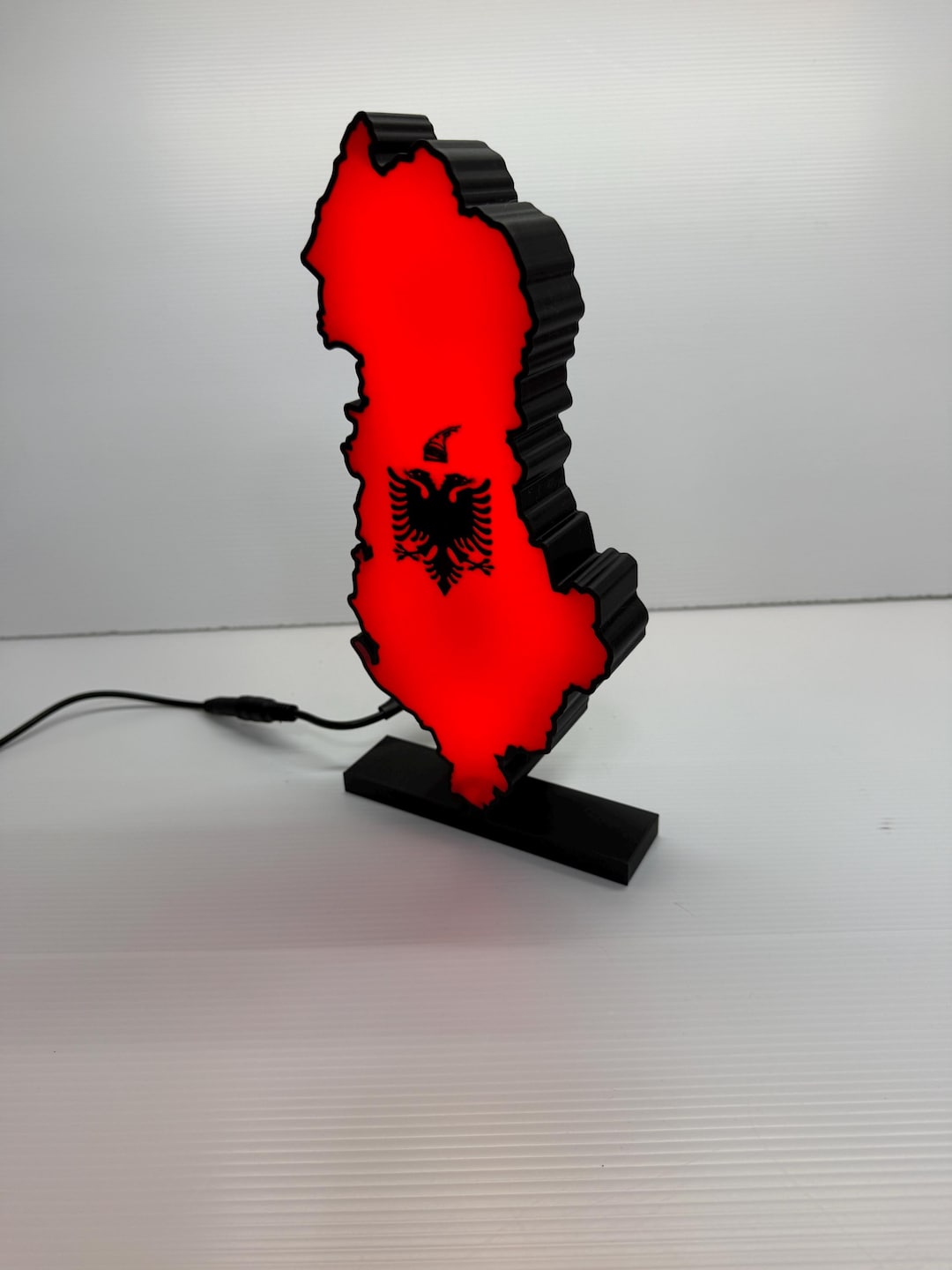 Albanian Map LED Light Box – 3D Printed Lamp With Eagle, USB & Remote ...