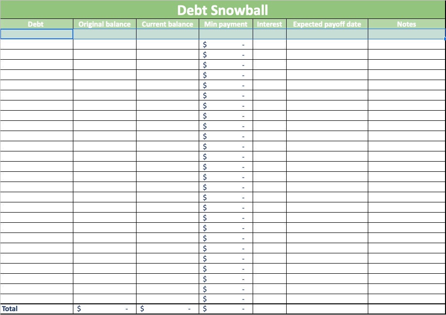 Simple Debt Snowball Spreadsheet for Google Sheets, Debt Snowball ...