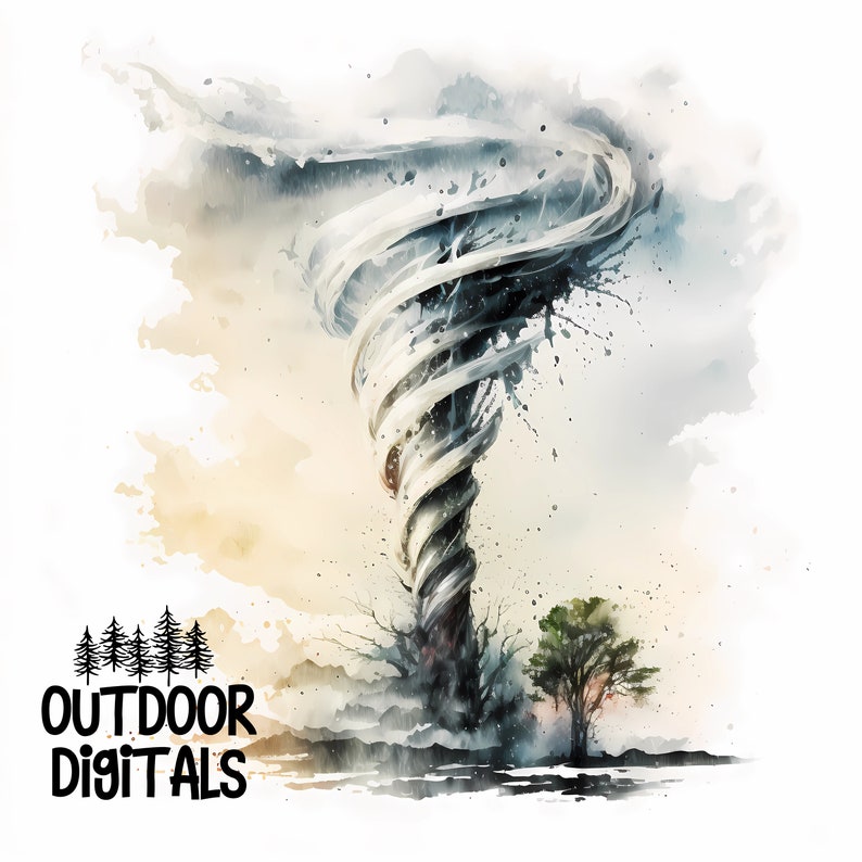 Tornado PNG, Watercolor Tornado Clip Art, Tornado Wall Art, Tornado ...