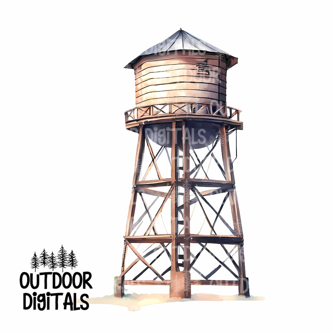 Old Water Tower PNG, Watercolor Water Tower Clipart, Water Tower Wall ...