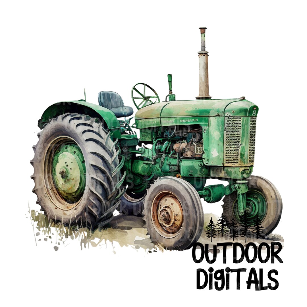 Old Farm Tractor PNG, Watercolor Tractor Clipart, Tractor Wall Art ...