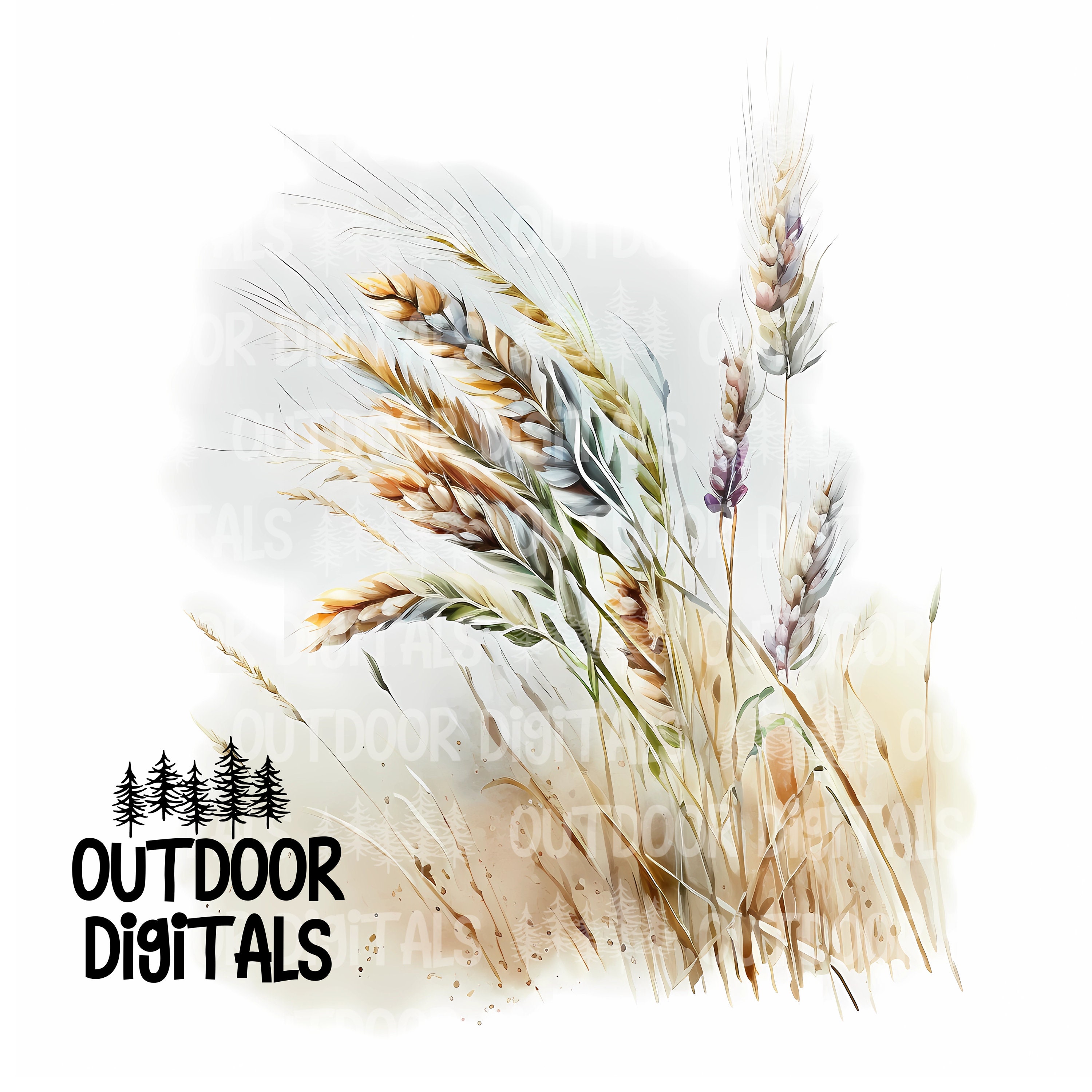 Wheat PNG, Watercolor Wheat Clip Art, Wheat Wall Art, Farm Sublimation ...