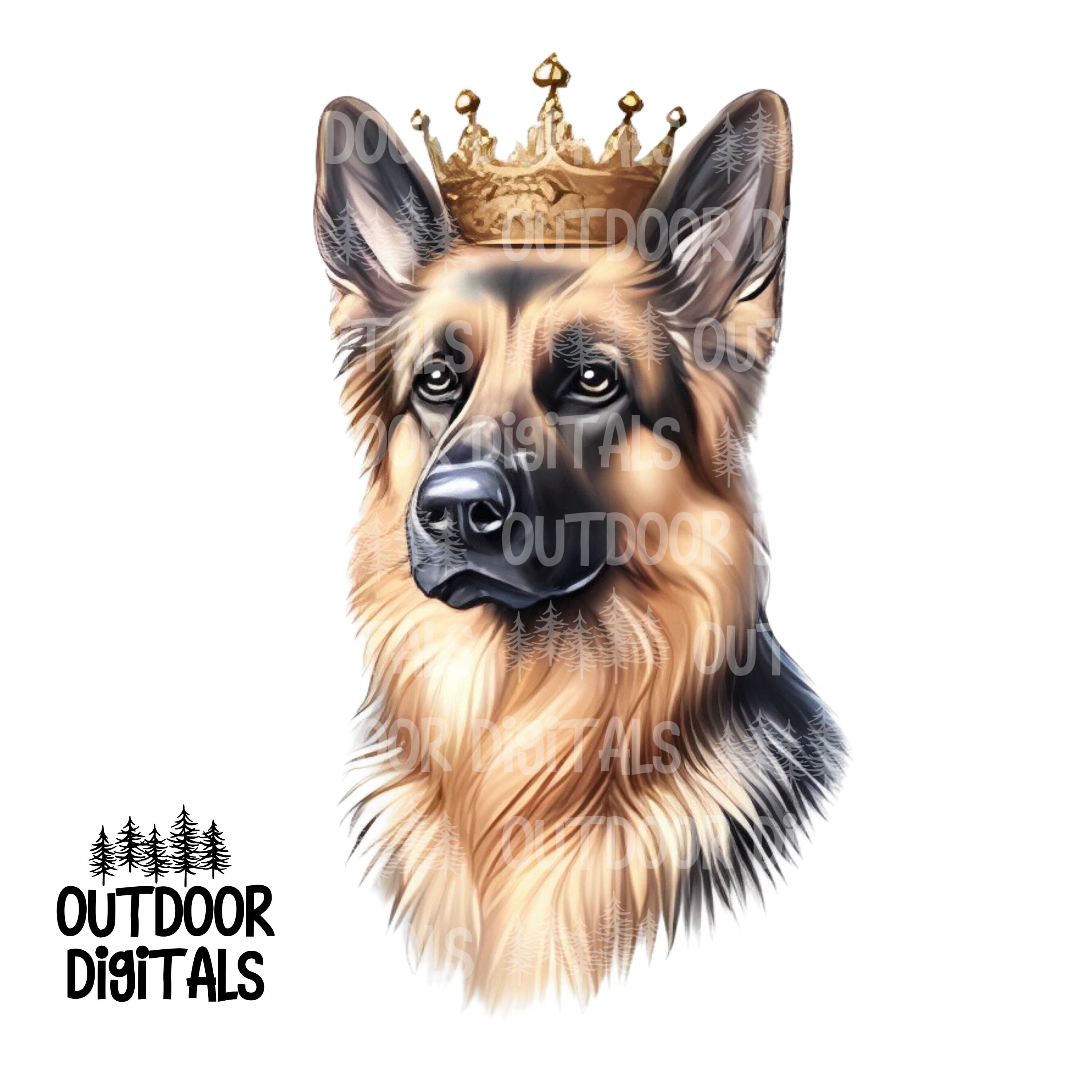 German Shepherd Crown PNG, Watercolor German Shepherd Crown Art, German ...
